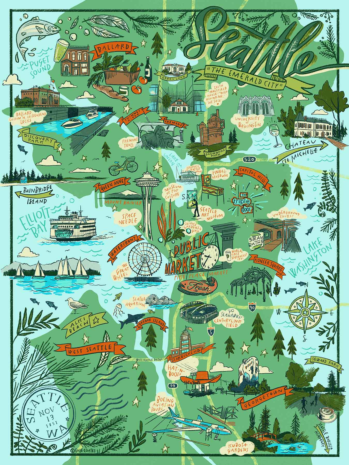 Seattle Illustrated – True South Puzzle Company